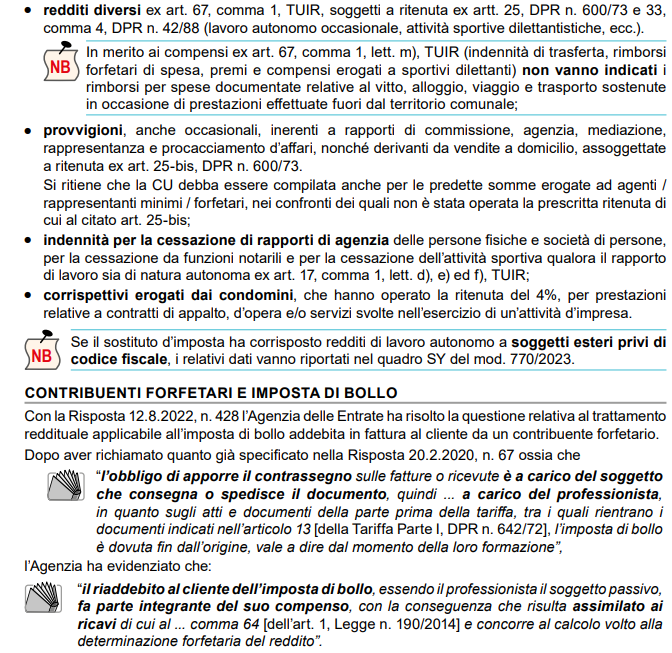 CASI PRATICI DI COMPILAZIONE DELLA CU 2023 LAVORO AUTONOMO, PROVVIGIONI / REDDITI DIVERSI - ABBAV
